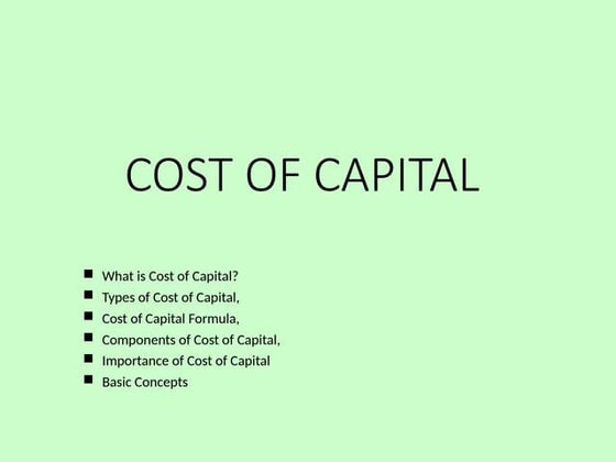 Weighted average cost of capital | PPT