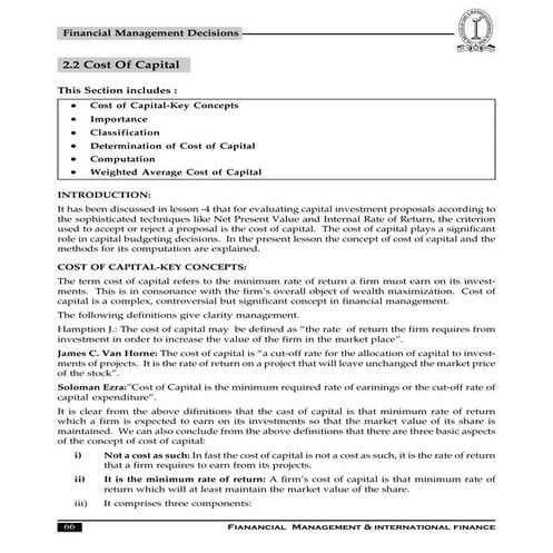 Cost Of Capital Pdf