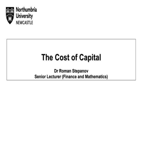 Details on cost of capital method cost of capital method.ppt