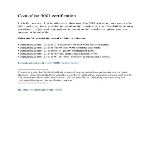 How much does iso 9001 cost | DOCX