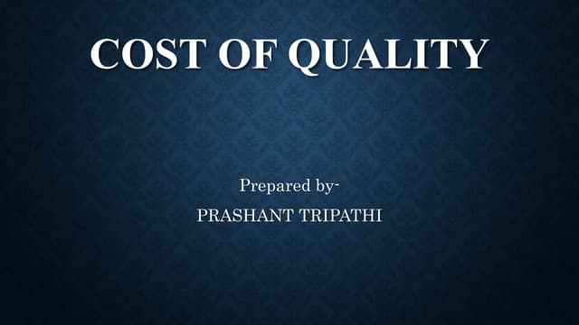 Lecture 3 (quality of design and quality of conformance) | PPTX