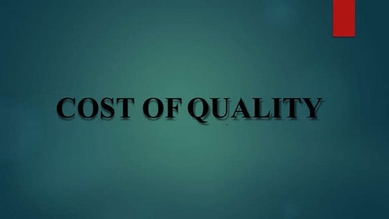 Quality cost and quality control tools | PPT