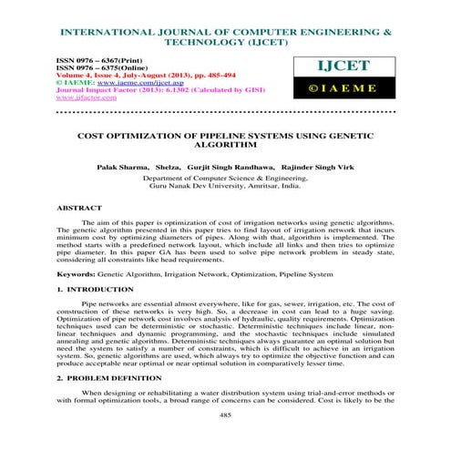 Multi Objective Optimization Of Water Distribution System Using Particle Swarm Optimization