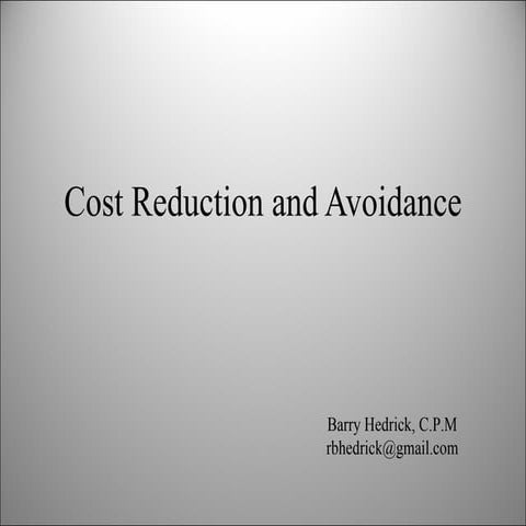 Cost Reduction And Avoidance | PPT