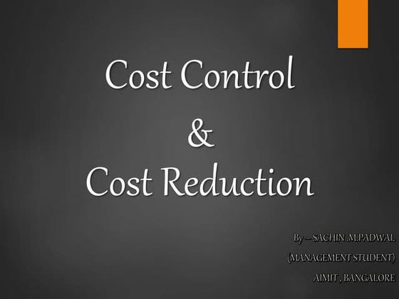 Cost Control And Reduction Pptx Business Accounting And Finance Business