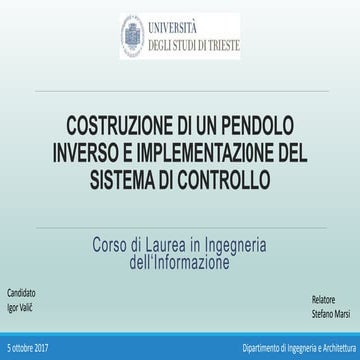 Costruzione di un pendolo inverso e implementazione del sistema di ...