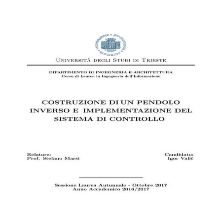 Costruzione di un pendolo inverso e implementazione del sistema di ...