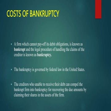 COSTS OF BANKRUPTCY IN FINANCE IS VERY IMPORTANT | PPTX