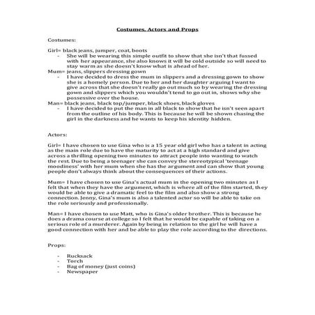 Costumes, actors, props | DOCX