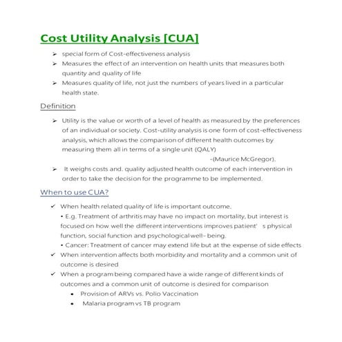 Cost utility analysis | DOCX