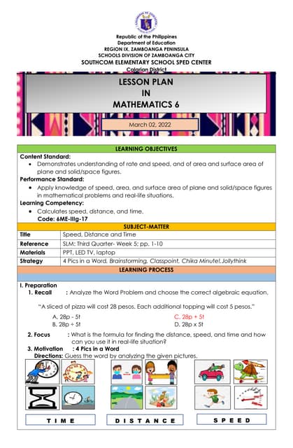 mathematics lesson plan for graded 4 pupils | DOCX | Homework and Study ...