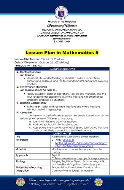 COT 4 Learning Plan: Collecting and Organizing Data using Tables-Grade 4 Mathematics | DOCX