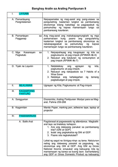 Lesson Plan-AP 10 QUARTER 2 SULIRANIN SA PAGGAWA | DOCX