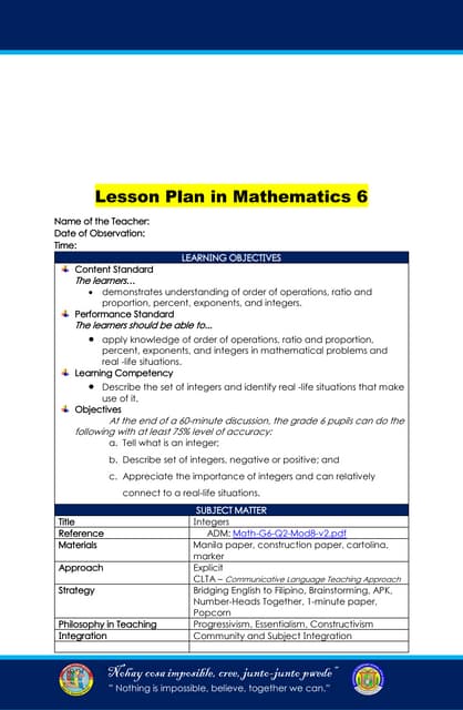 COT LESSON PLAN ADDING AND SUBTRACTING SIMILAR FRACTIONS - EXPLICIT | PDF | Homework and Study ...
