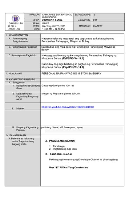 Suyuan sa Asotea detailed Lesson plan | PDF