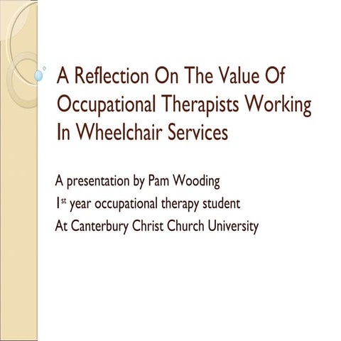 A Reflection on The Value Of Occupational Therapists Working In ...