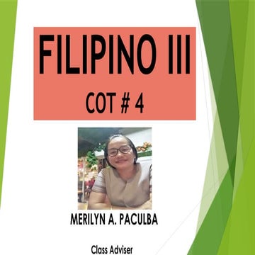 CLASSROOM OBSERVATION REGION 10 (Filipino Subject) | PPTX