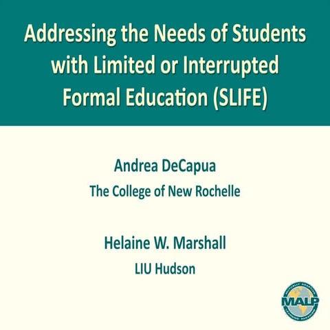 Addressing the Needs of Students with Limited or Interrupted Formal ...