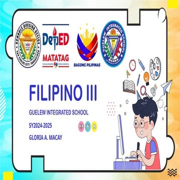 PRESENTATION ON FILIPINO THREE WITH THE TOPIC OF "PANDIWA" | PPTX