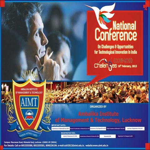 National Conference on Challenges and Opportunities for Technological ...