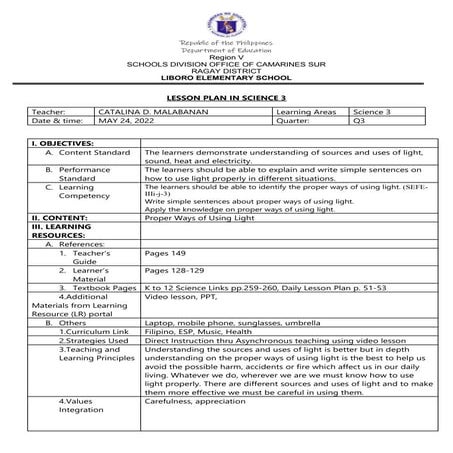 COT LP-IN-SCIENCE-3 for 2023-2024.G3-K-K | PDF | Free Download