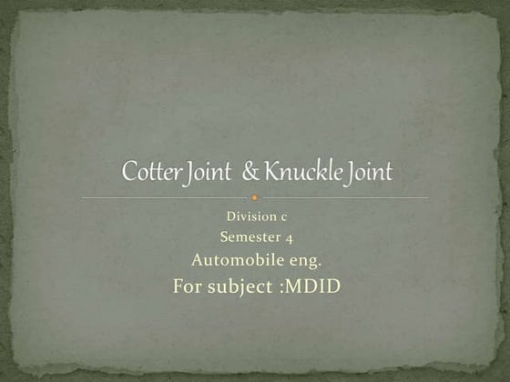 Cotter Joint | PPT