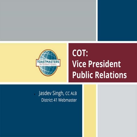 Toastmasters Vice President Public Relations Club Officers Training ...