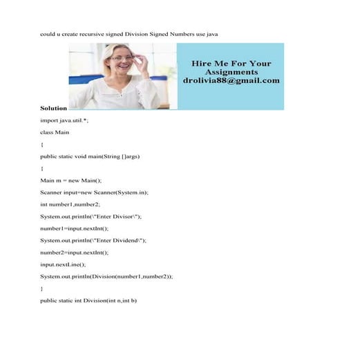 could u create recursive signed Division Signed Numbers use javaSoluti.docx