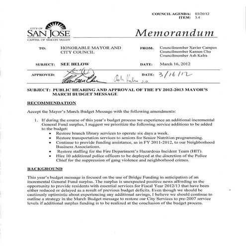 Council District 5 Add-Back Memo | PDF