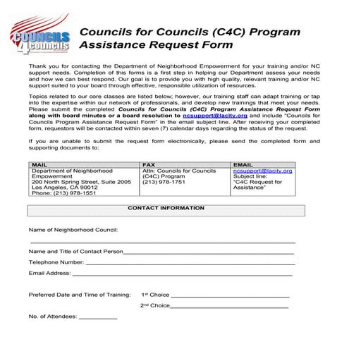 Councils 4 councils support request form c4 c | PDF