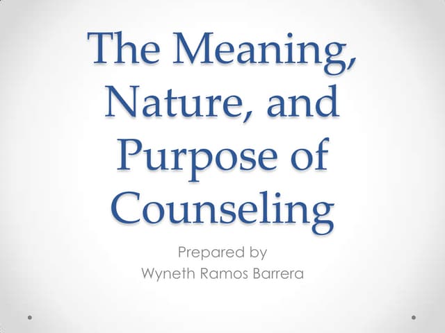 PRINCIPLES OF COUNSELLING | PPTX