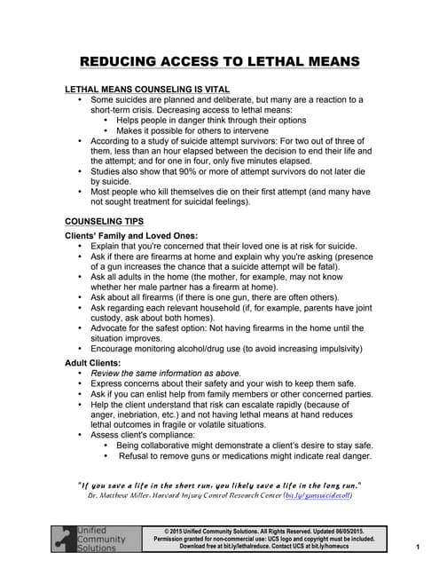 Access to Lethal Means - Step by Step | PDF