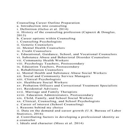 Counseling Career Outline Preparationa. Introduction into coun.docx