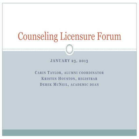 Counseling Licensure Slideshow | PPTX