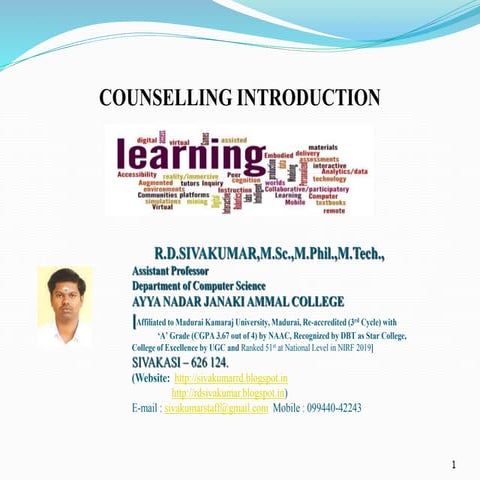 Counselling Introduction - R.D.Sivakumar | PPTX