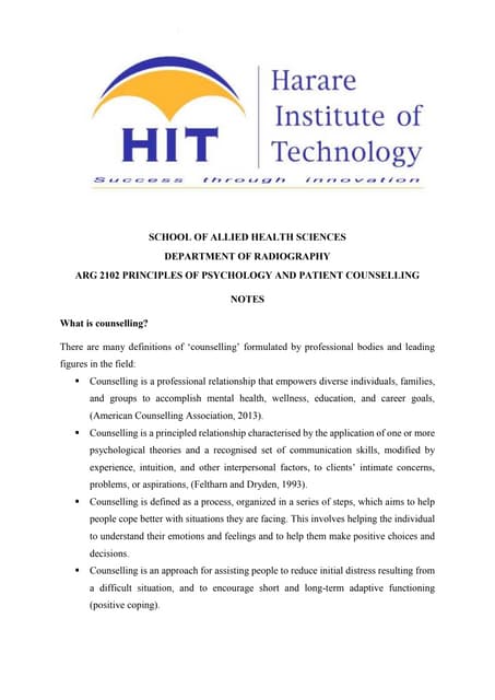 Counseling, Definition, tools and characteristics in Health Care System ...