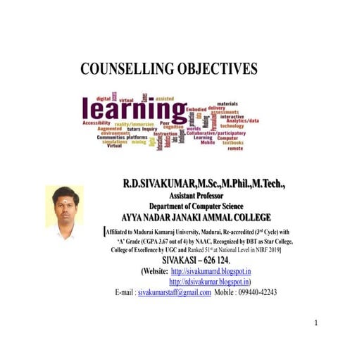 Counselling Objectives-R.D.Sivakumar | PPT