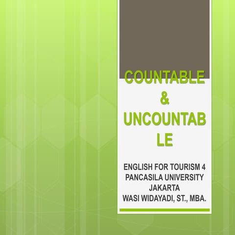 Countable, Uncountable & Plurals | PPT