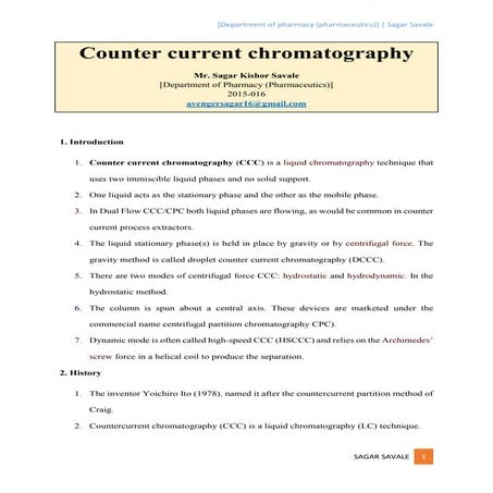 Counter current chromatography | PDF