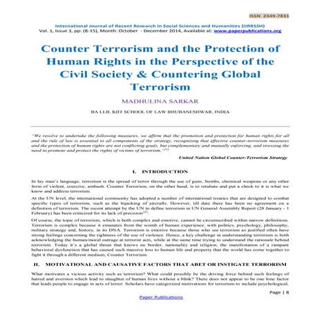 Counter Terrorism and the Protection of Human Rights in the Perspective ...