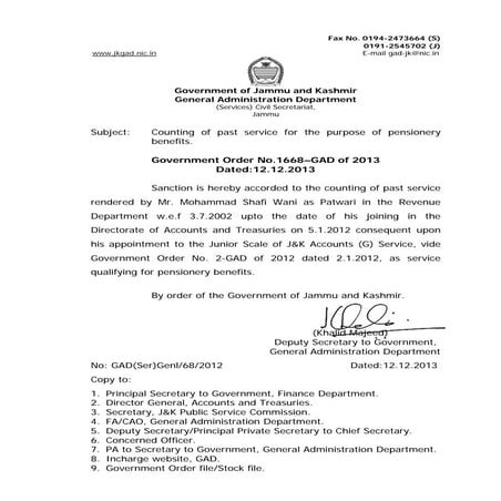 Counting of past service for the purpose of pensionery benefits | PDF