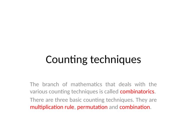 Counting, pigeonhole, permuntation, Permutations and Combination ,Binomial Theorems | PPTX