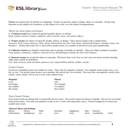 Count ,non count nouns (editable) | PDF