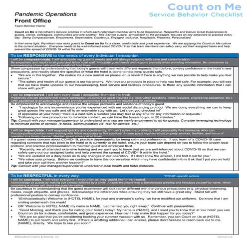 Count on us front office service behaviors during a pandemic | PDF