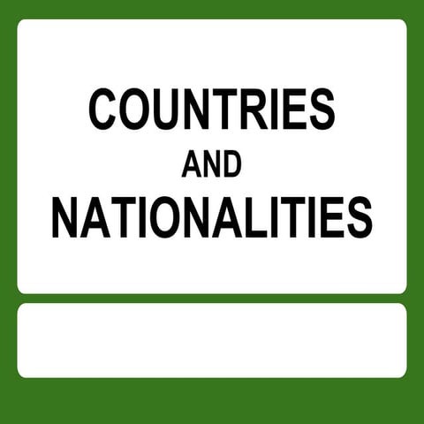 Of Countries, Nationalities And Languages | PPT
