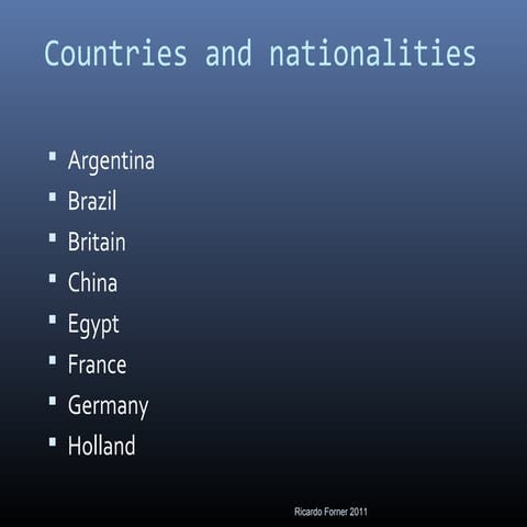 Countries and Nationalities | PPS
