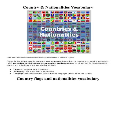 Countries And Nationalities Countries And Nationalities (Part 12)