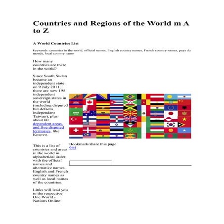 Countries and regions of the world m A to Z | PDF