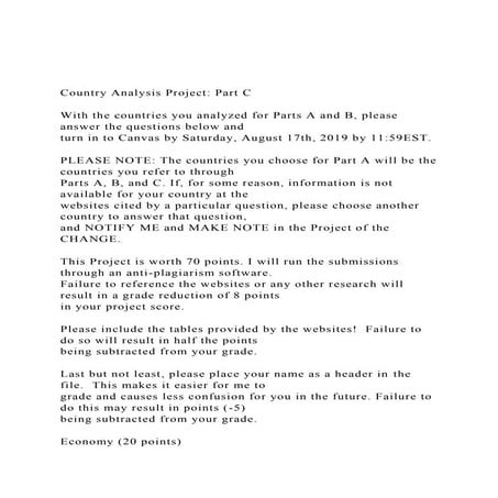 Country Analysis Project Part C With the countries you a.docx