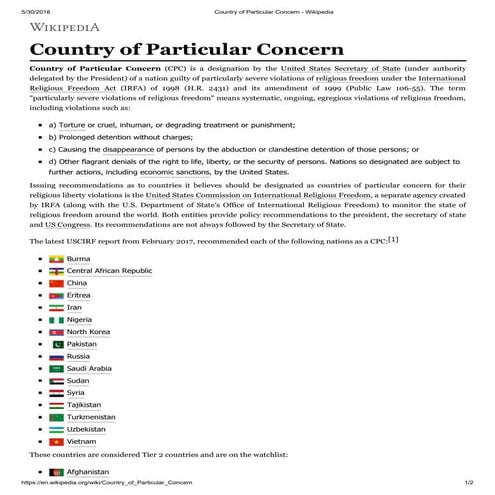 COUNTRY OF PARTICULAR CONCERN (CPC) AND MYANMAR | PDF